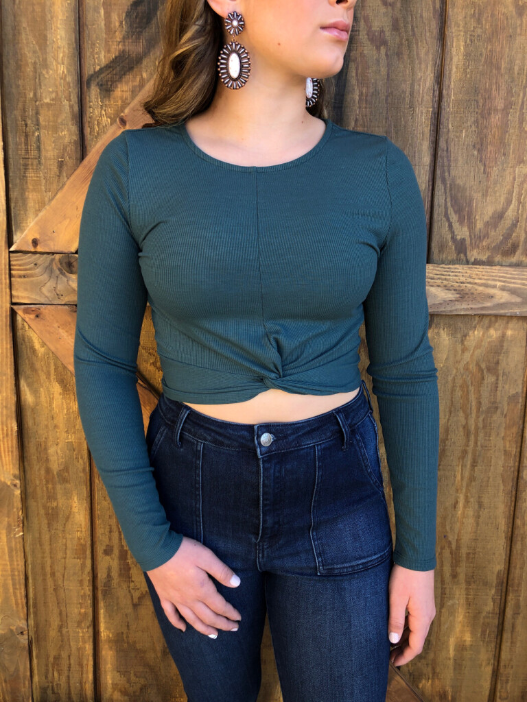 Demi ” Rib Front Twist Crop Top ( Teal ) – Ale Accessories