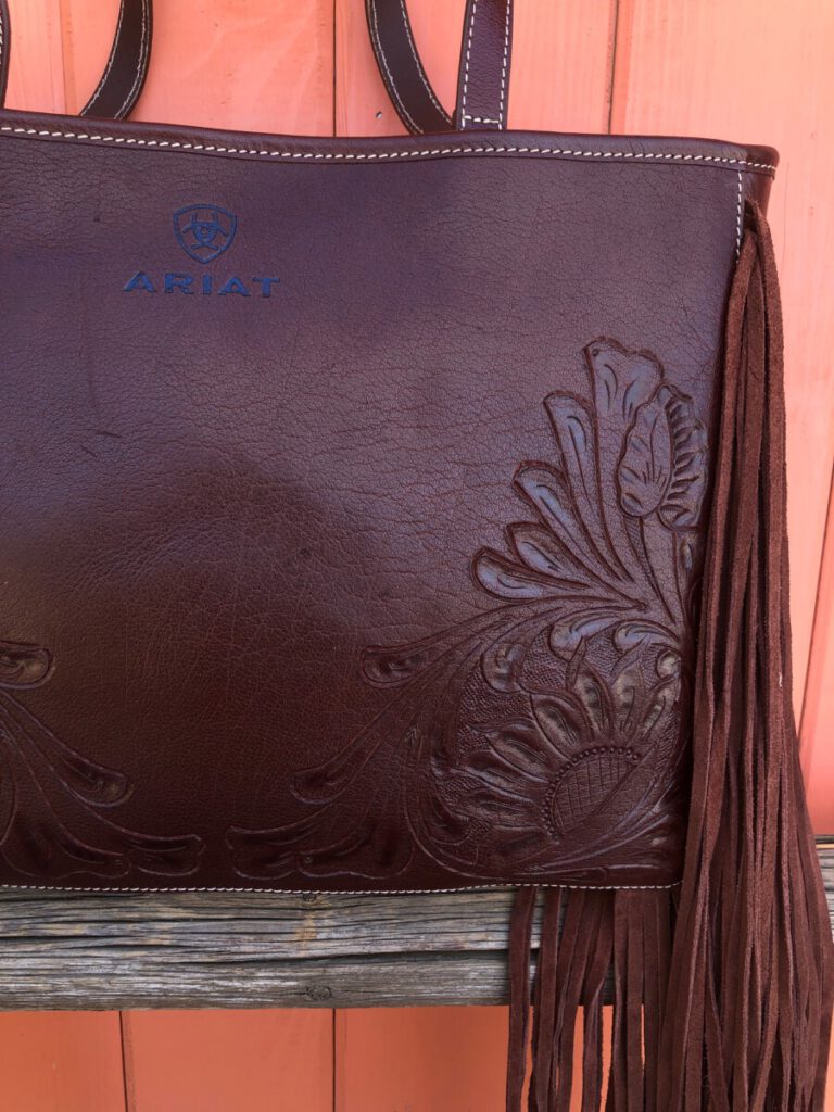 ARIAT-” Victoria ” Floral Tooling and Fringe Concealed Carry Tote Bag ...