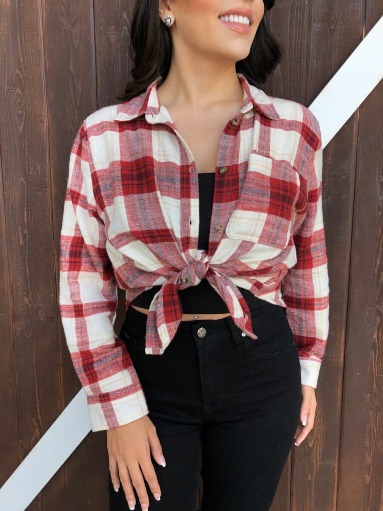 Ava ” Flannel Top ( Red ) – Ale Accessories